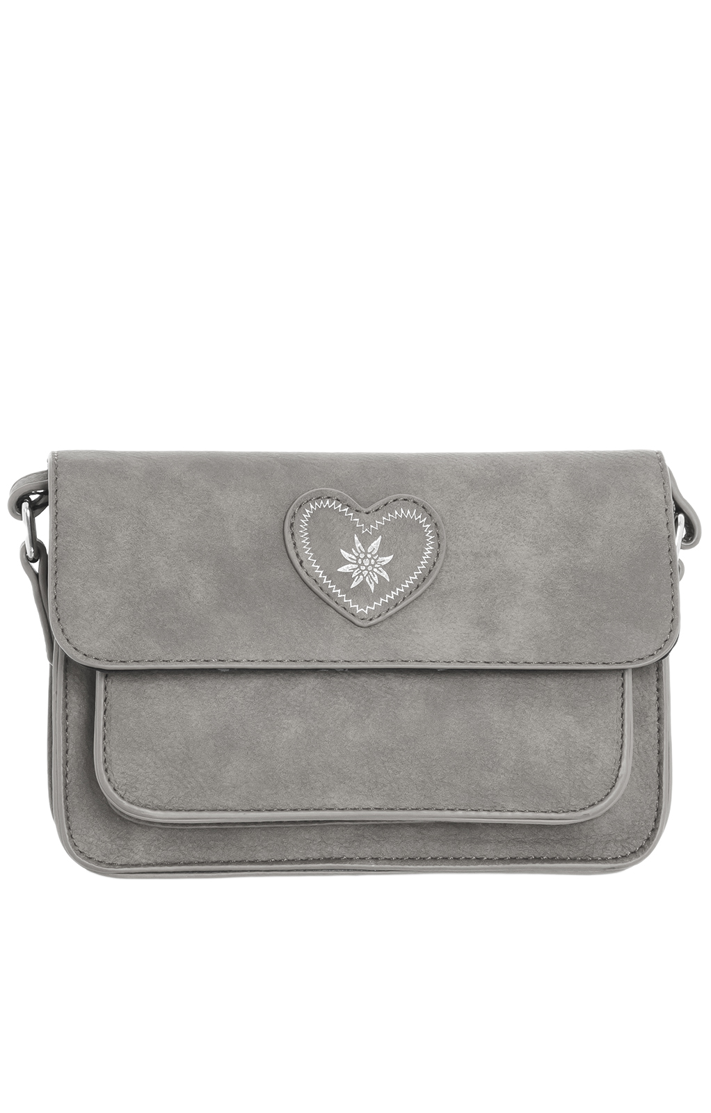 Lady Edelweiss Trachtentasche Herz bestickt 17901 grau - Alpenclassics.de