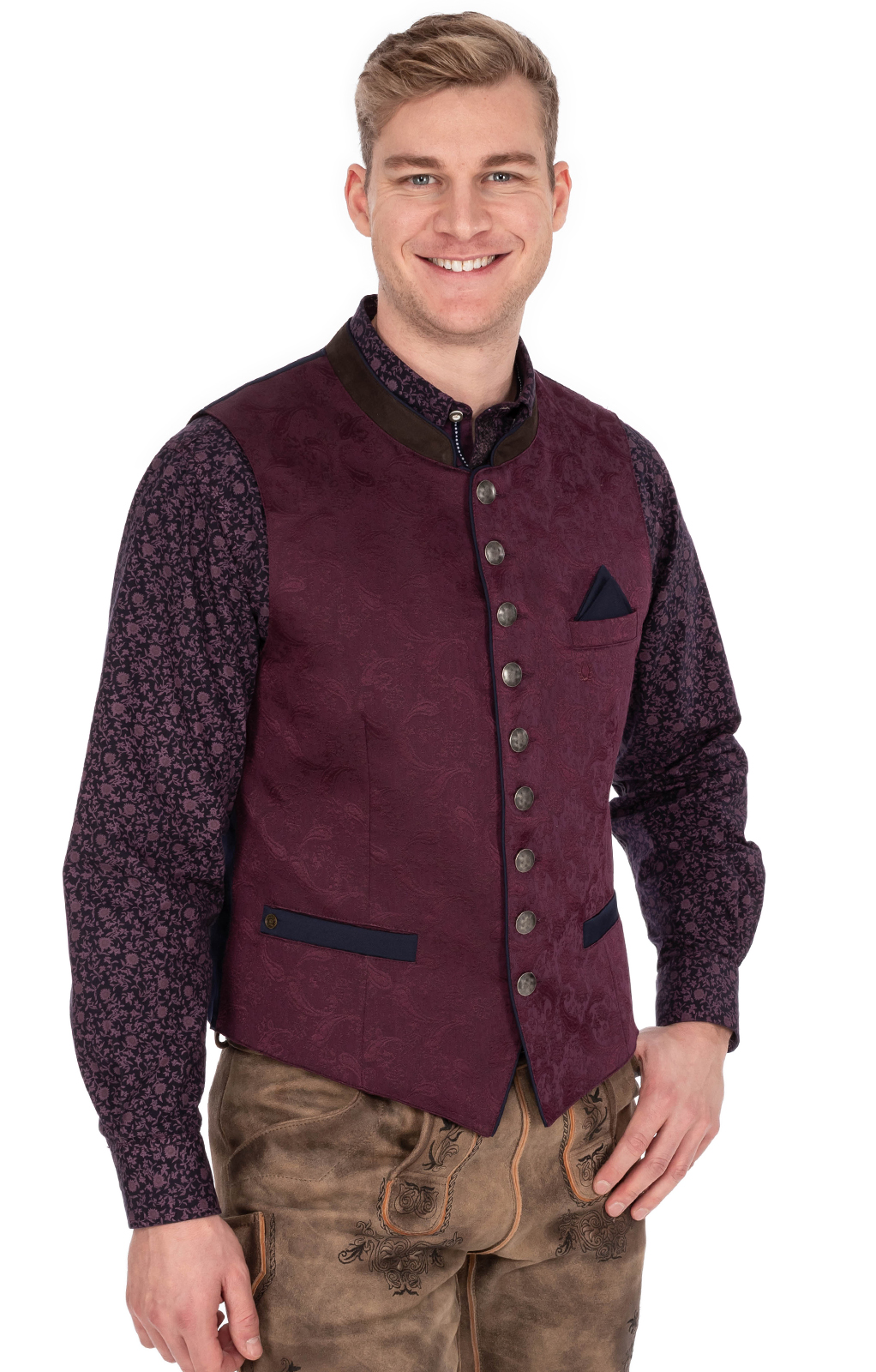 Krüger Dirndl Trachten Waistcoats KLEVIN bordeaux - bestellen