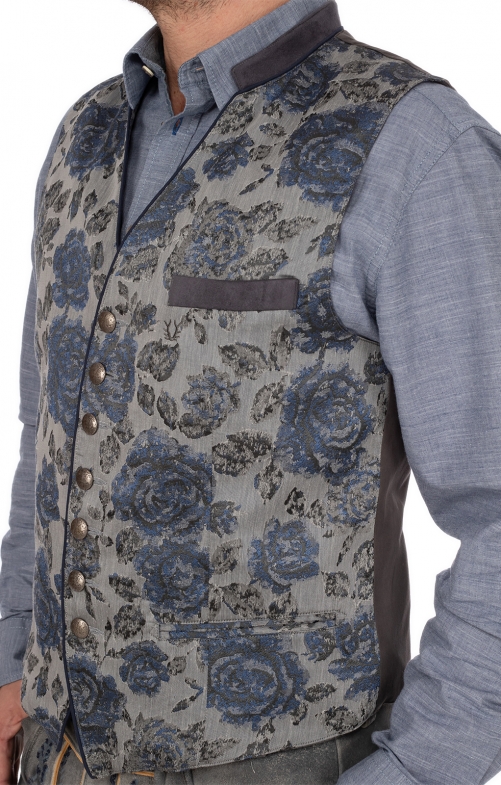 Krüger Dirndl Weste 951466 grau blau - Alpenclassics.de