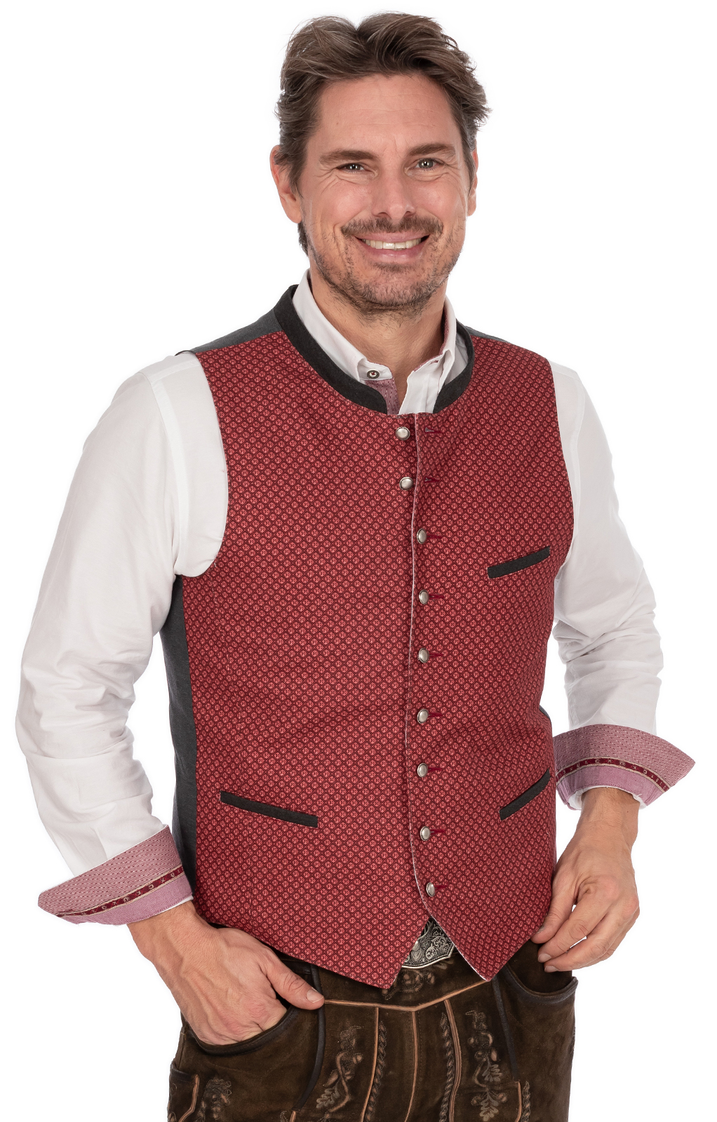 Gipfelstürmer Trachten Waistcoats 423001-4210-35 wine red - bestellen