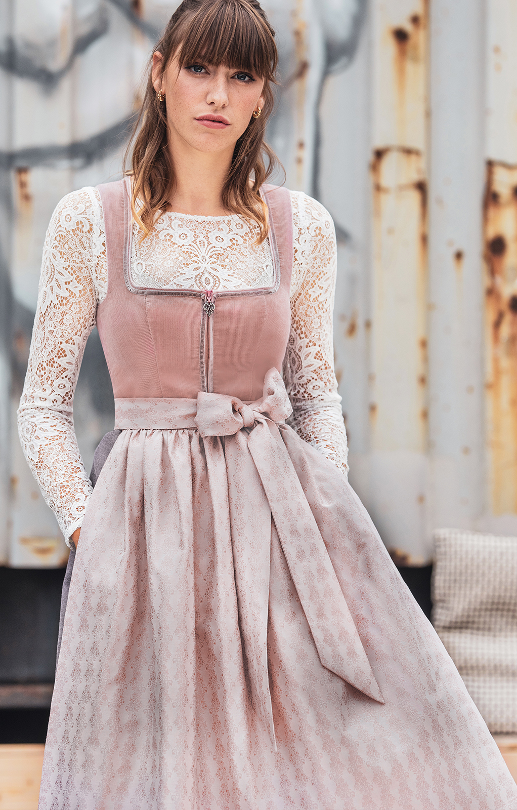 Marjo Midi Dirndl 2tlg. 70cm MARILENA puderrosa - bestellen