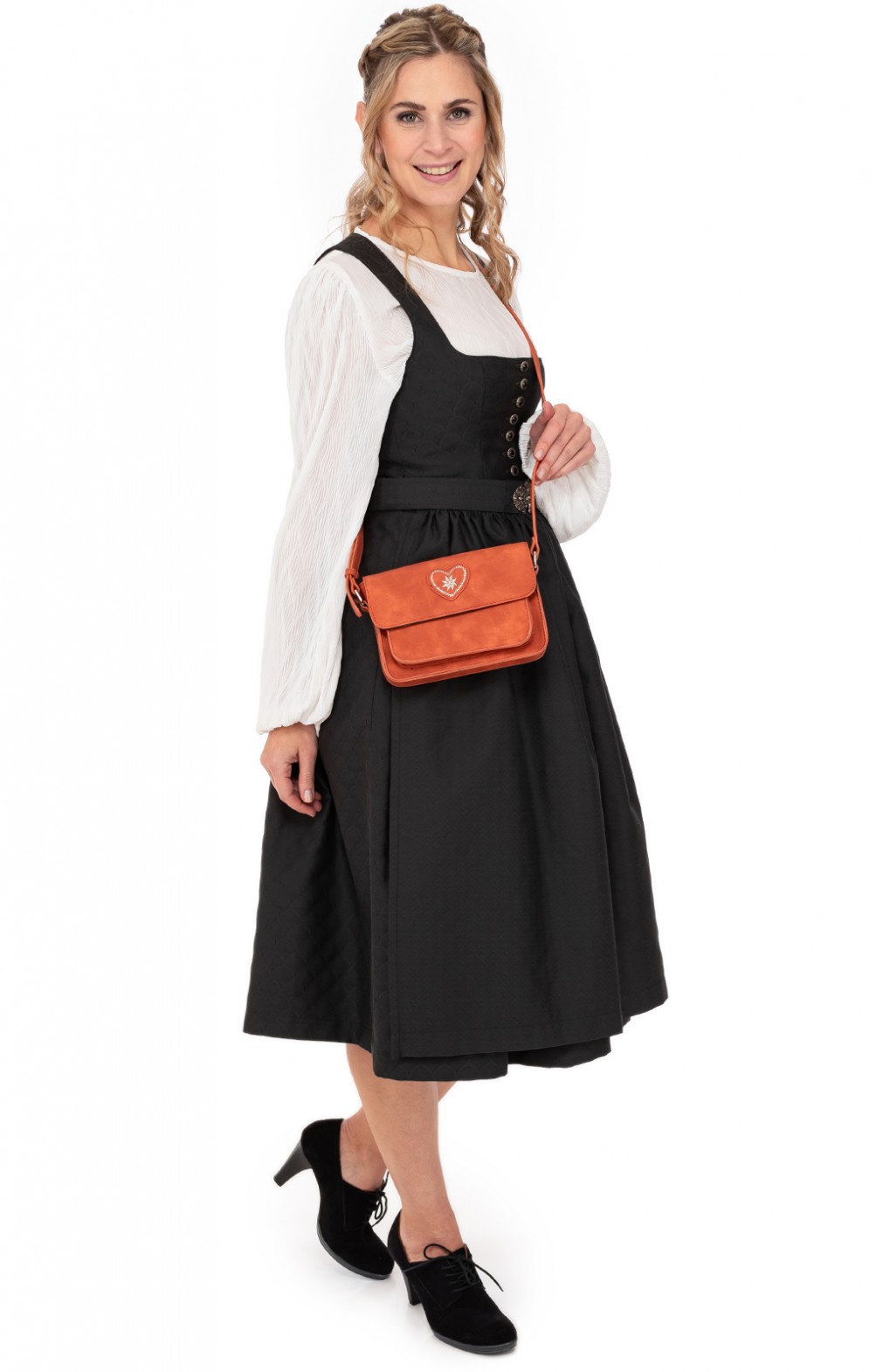 Lady Edelweiss Trachtentasche Herz bestickt 17901 orange - Alpenclassics.de