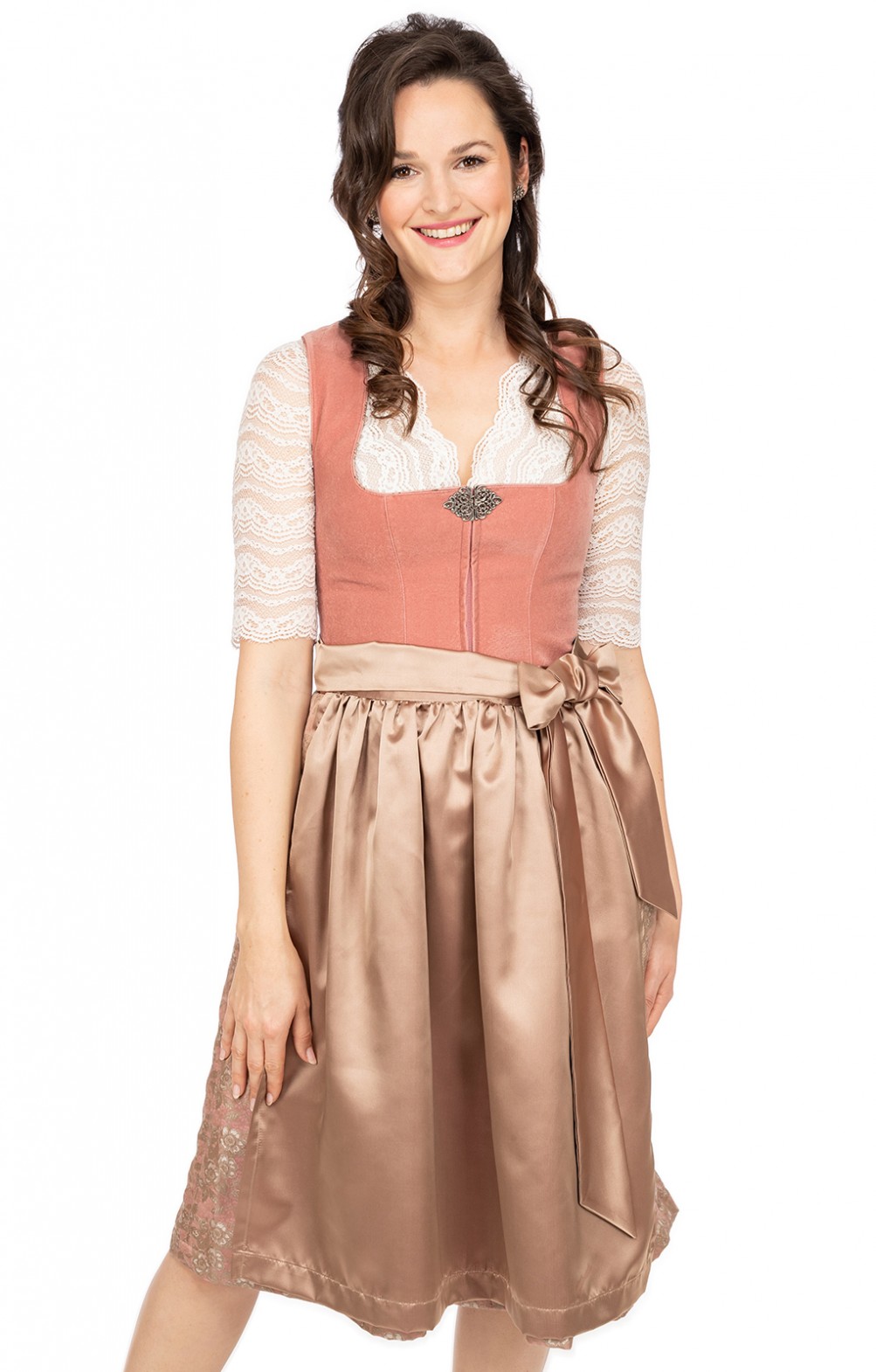 Marjo Midi Dirndl 2tlg. 68cm SABINE puder - Alpenclassics.de