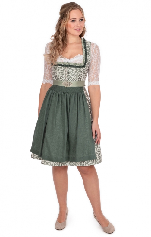 Krüger Dirndl Midi Dirndl 2tlg. 60cm 116367 schilf - Alpenclassics.de