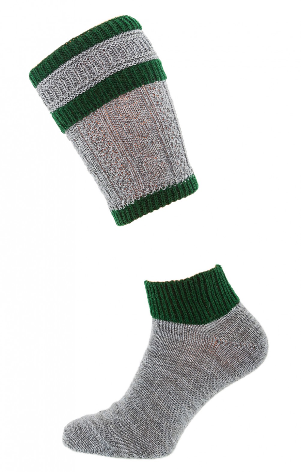Schuhmacher Loferl Wadenstrümpfe CS506 grau grün - Alpenclassics.de