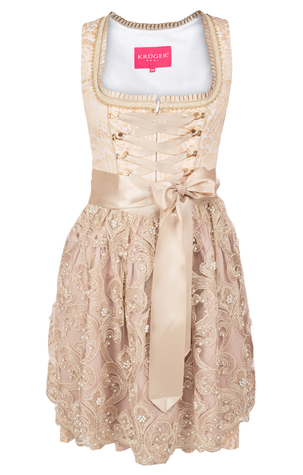 Krüger Dirndl Mini Dirndl 2tlg. 50cm LARI beige - Alpenclassics.de