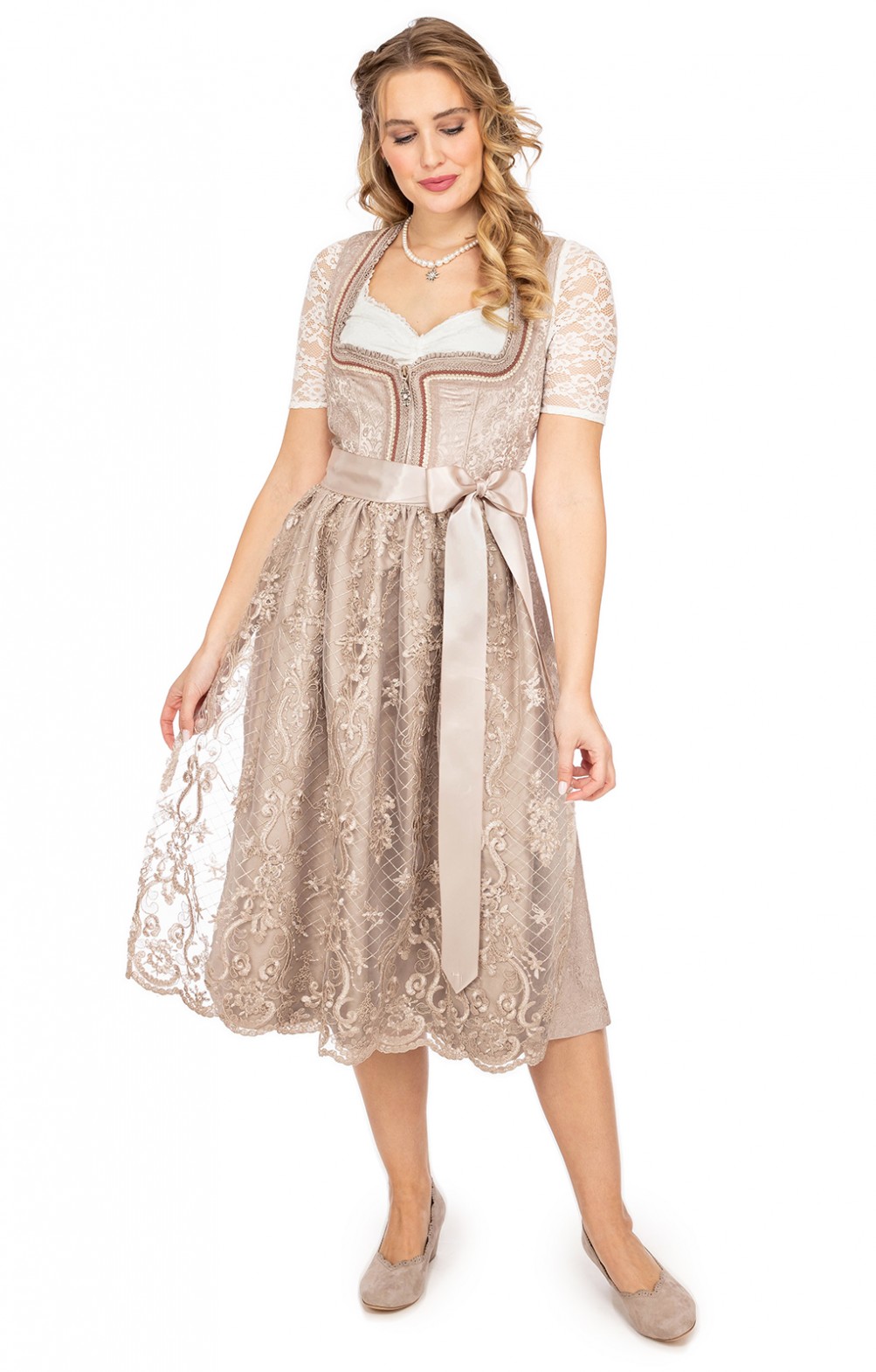 Marjo Dirndl and Dresse Midi 2pcs. 70cm DORIS champagne - bestellen