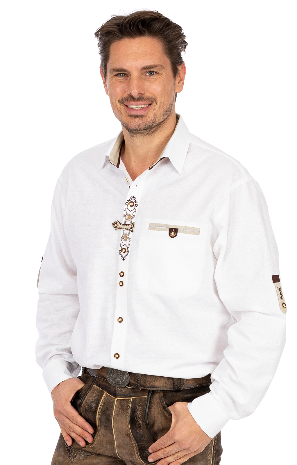 OS-Trachten Camicia per Trachten MATTI bianco (Regular Fit) - bestellen