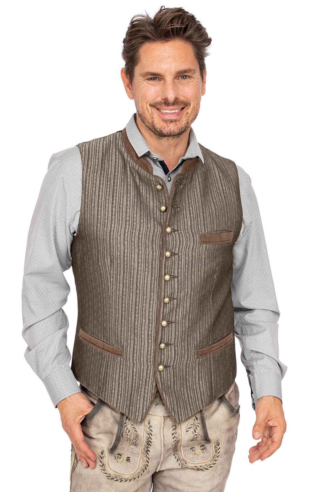 Krüger Dirndl Trachten Waistcoats NICOLAI brown - bestellen