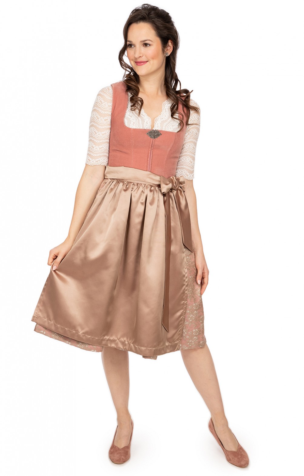 Marjo Dirndl midi 2 delig 68cm SABINE puder - bestellen