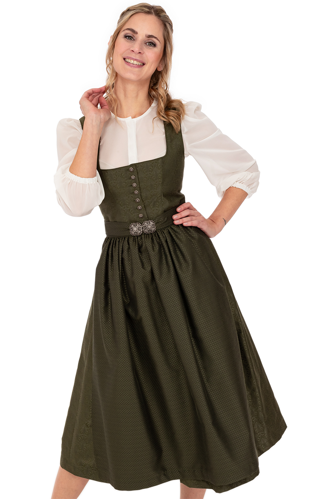 Marjo Midi Dirndl 2tlg. 70cm MEDLINGEN olive - Alpenclassics.de