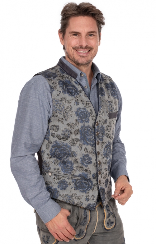 Krüger Dirndl Weste 951466 grau blau - Alpenclassics.de