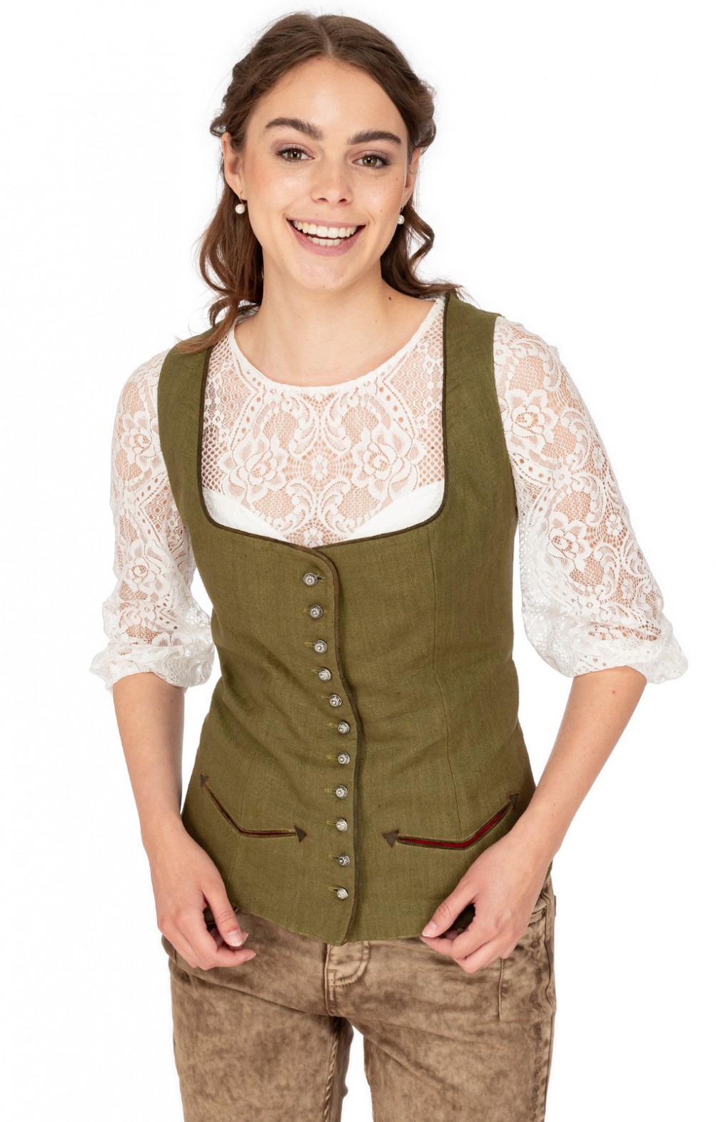 Almsach Tracht Mieder CLARA2 dark green - bestellen