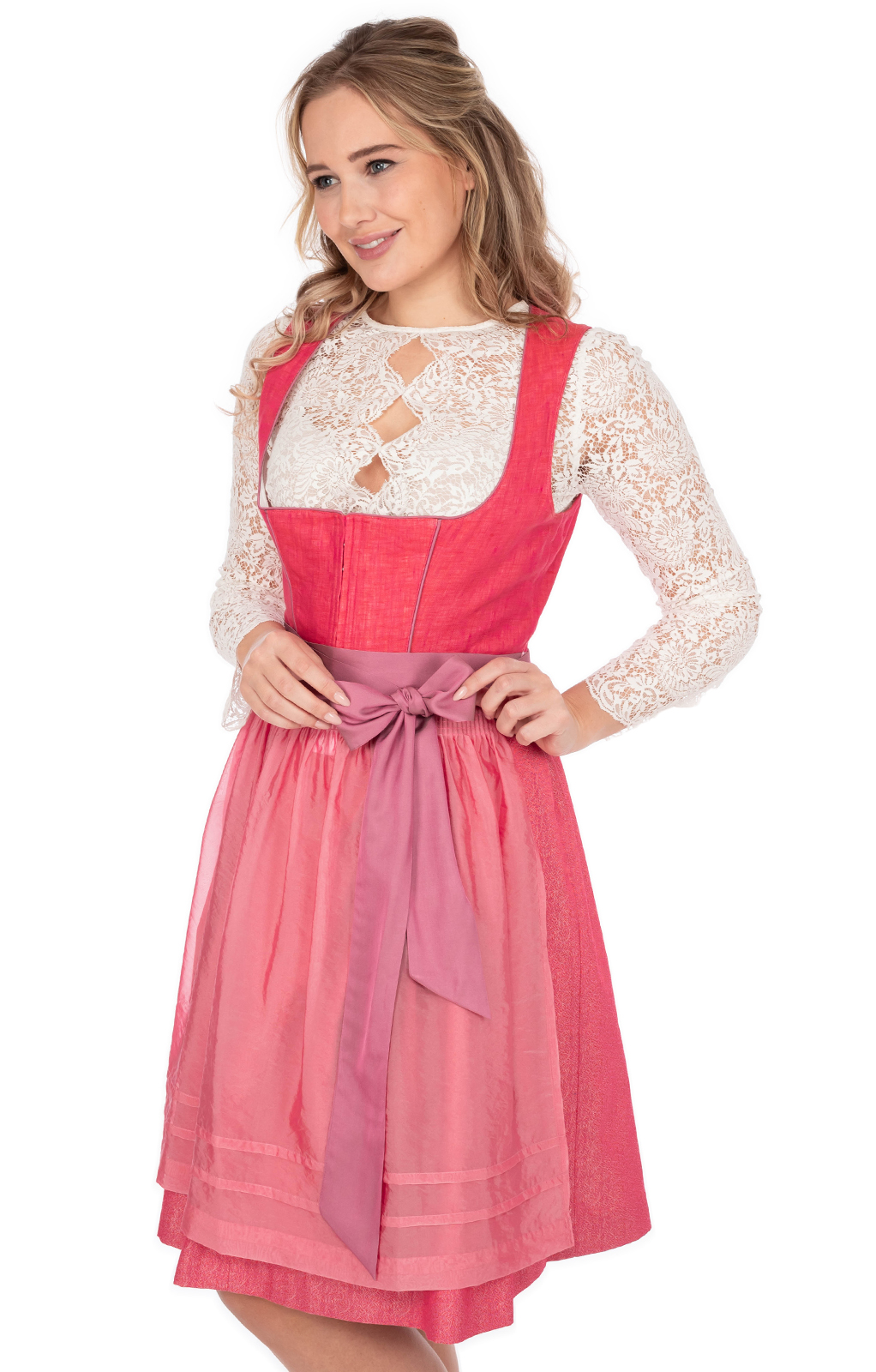 Krüger Dirndl Midi Dirndl 2tlg. 60cm 115667 rot - Alpenclassics.de