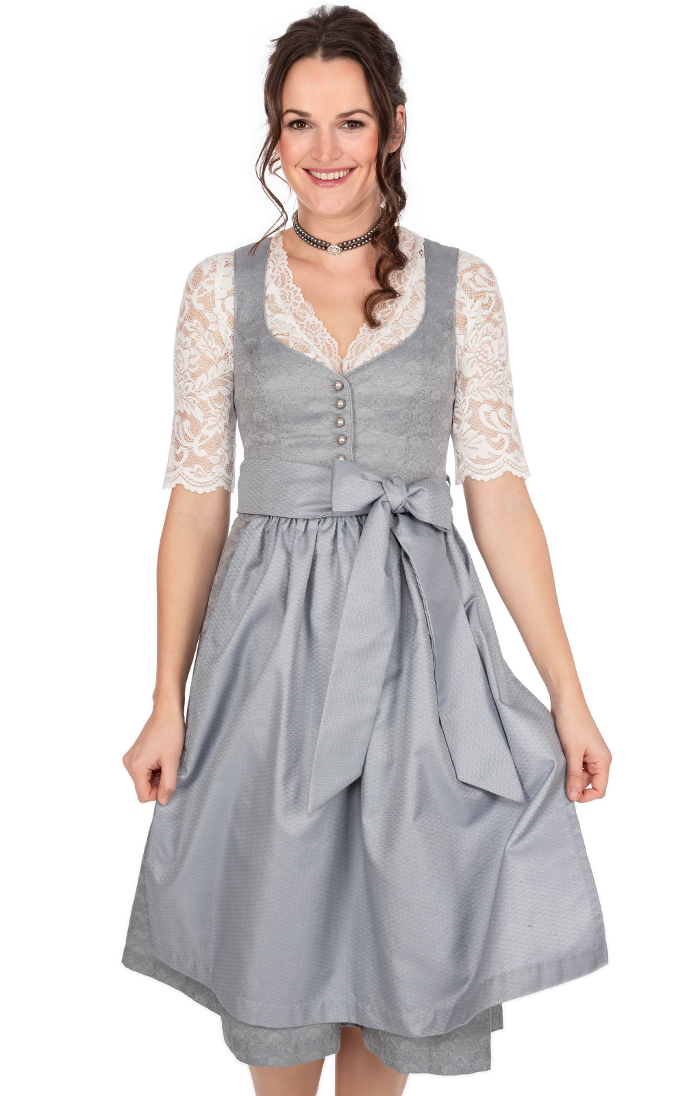 Marjo Dirndl and Dresse Mini 2pcs. 70cm WANDA silver gray - bestellen