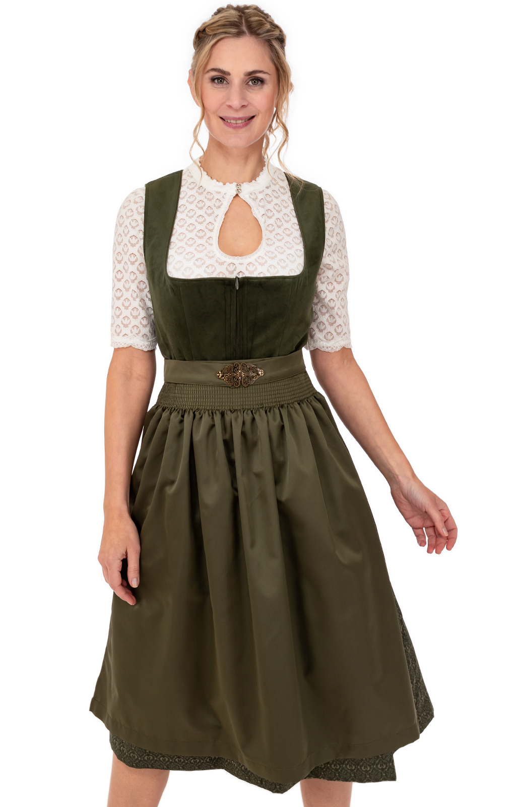 Krüger Dirndl Midi Dirndl 2tlg. 70cm LIVIE oliv - bestellen